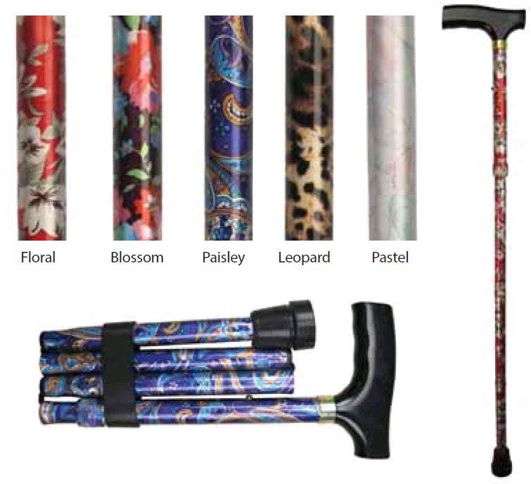 Folding Patterned Walking Stick|Homecare Mobility Aids
